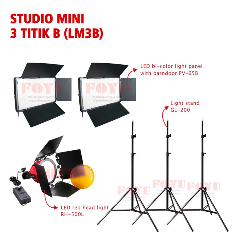 Paket Hemat LED Continuous Lighting Studio Mini 3 Titik B LM3B - FoyuPhoto